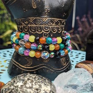 Hand Crafted | Jewelry | Crystals Bracelet Coil Handmade Colorful Beads ...
